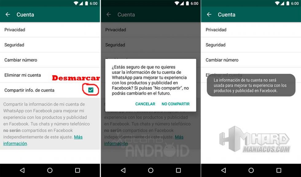 Cómo evitar que WhatsApp comparta datos con Facebook - Hardmaniacos
