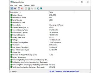 Monitorea la batería de tu ordenador portátil con BatteryInfoView ...